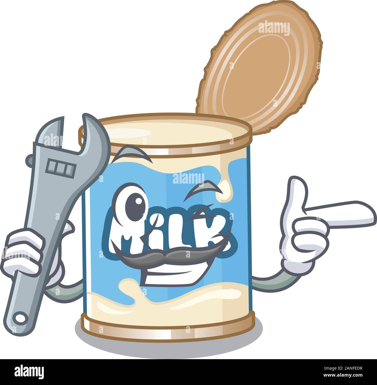 Smart Mechanic condensed milk cartoon character design Stock Vector ...