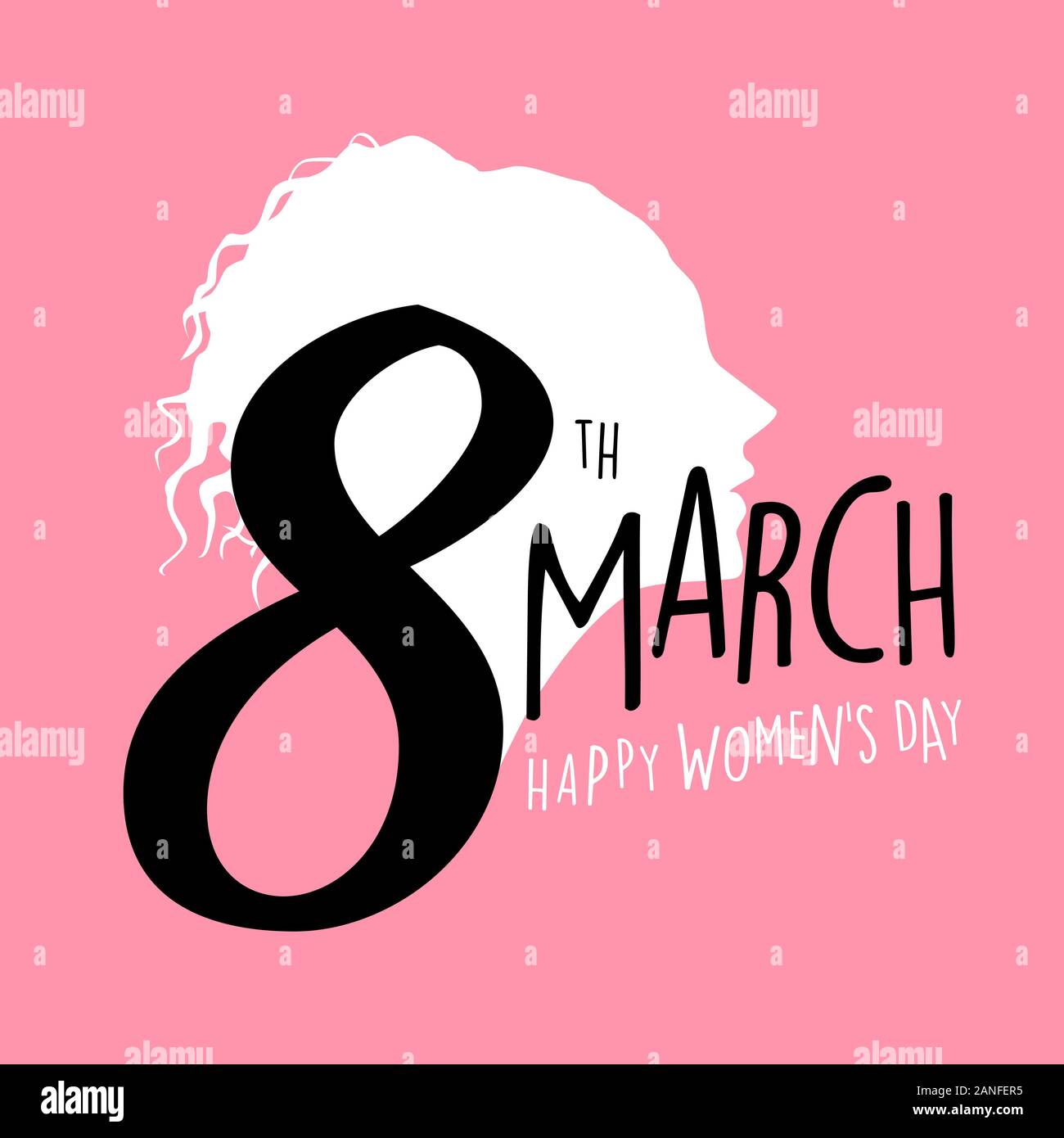 8 march, Happy Women's Day. Beautiful girl face with celebration text ...