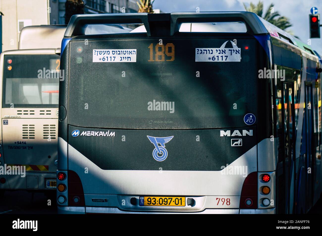Tel Aviv Israel January 13, 2020 View of a traditional Israeli public ...
