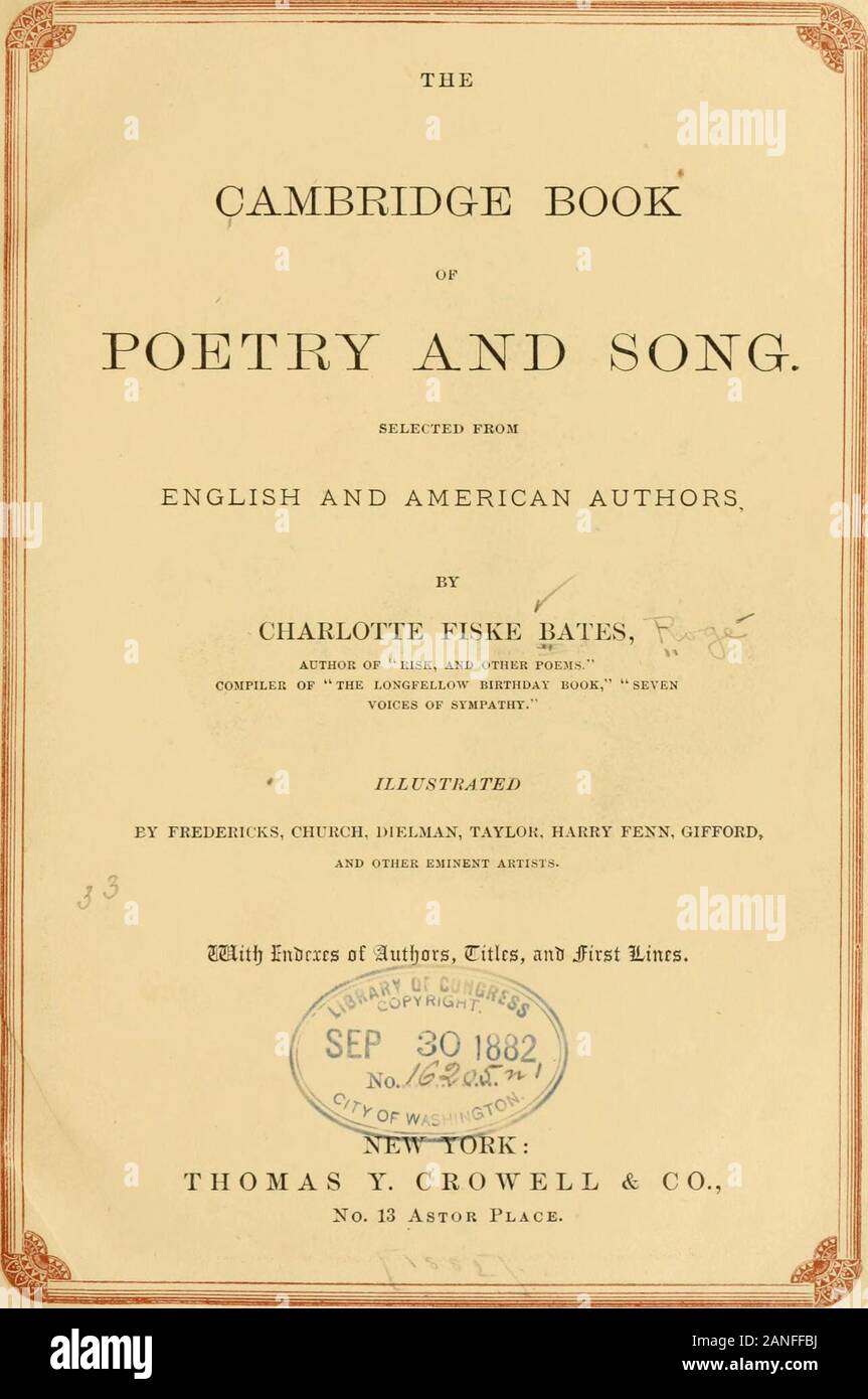 The Cambridge book of poetry and song . Copyright. 1882.By Thomas Y ...