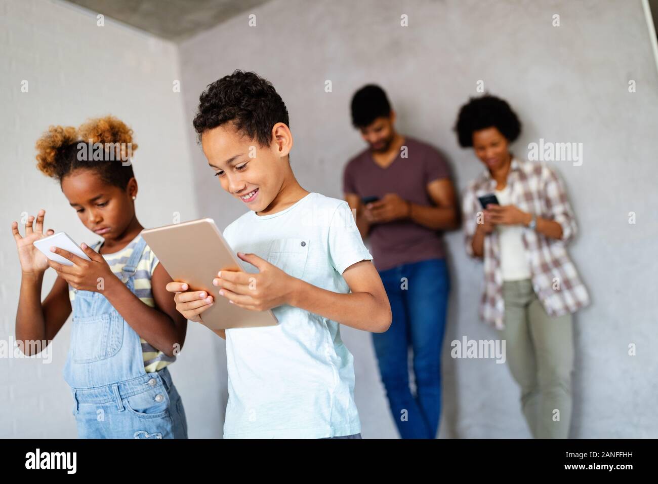 Children who use too much technology, device are not so creative Stock ...