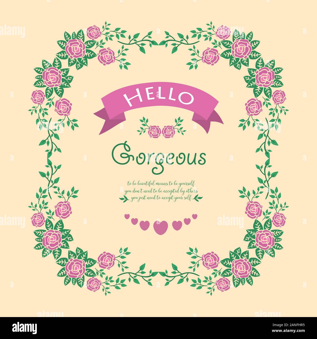 Hello gorgeous card Design, with beautiful pattern of leaf and floral ...