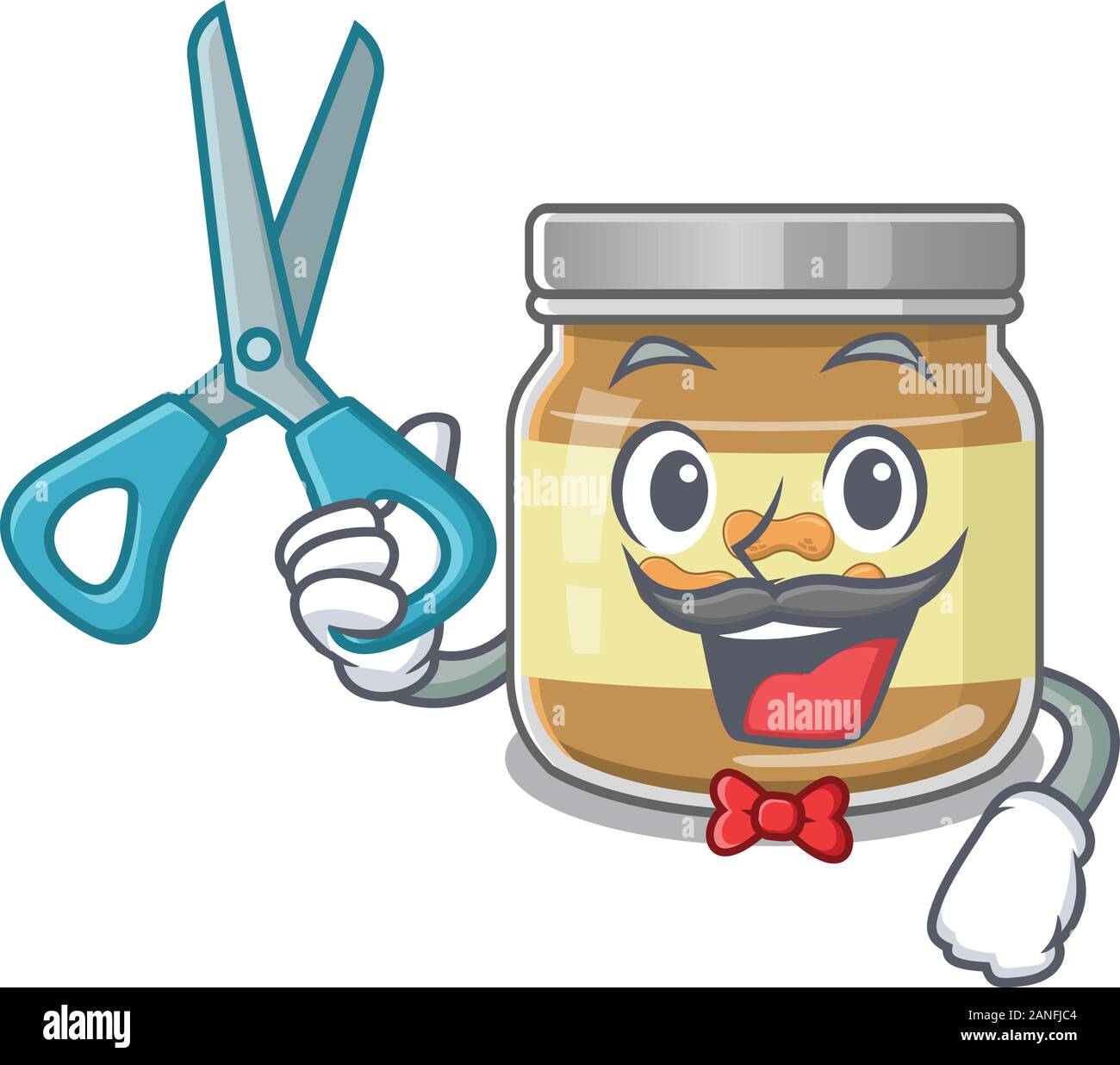 Smiley Funny Barber peanut butter cartoon character design style Stock ...