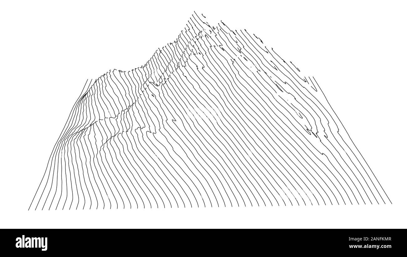 Curve lines in the shape of a part of a mountain range. Vector ...