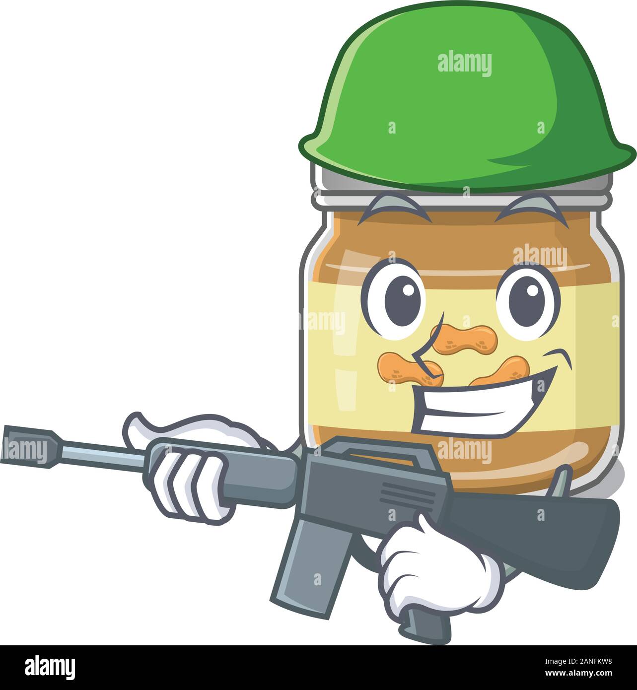 A cartoon design of peanut butter Army with machine gun Stock Vector ...