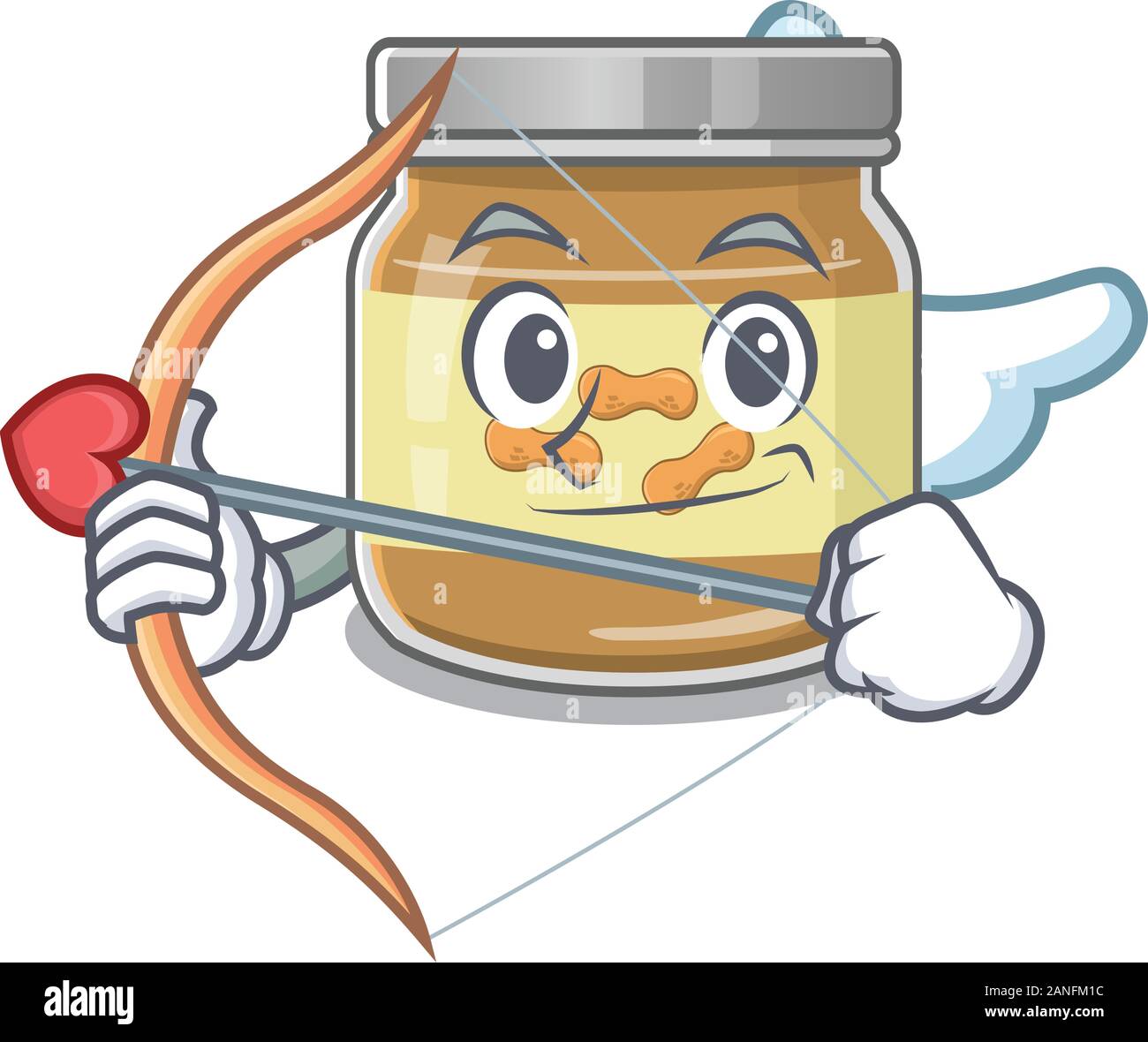 Romantic peanut butter Cupid cartoon character with arrow and wings ...
