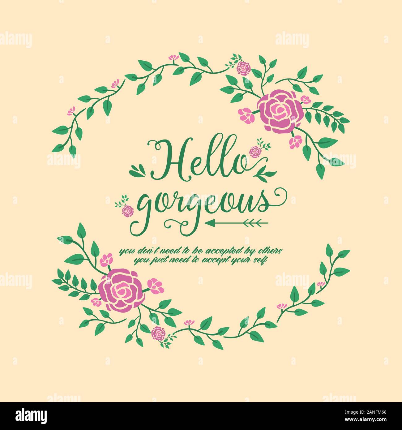 Vintage shape Pattern of leaf and floral frame, for hello gorgeous card ...