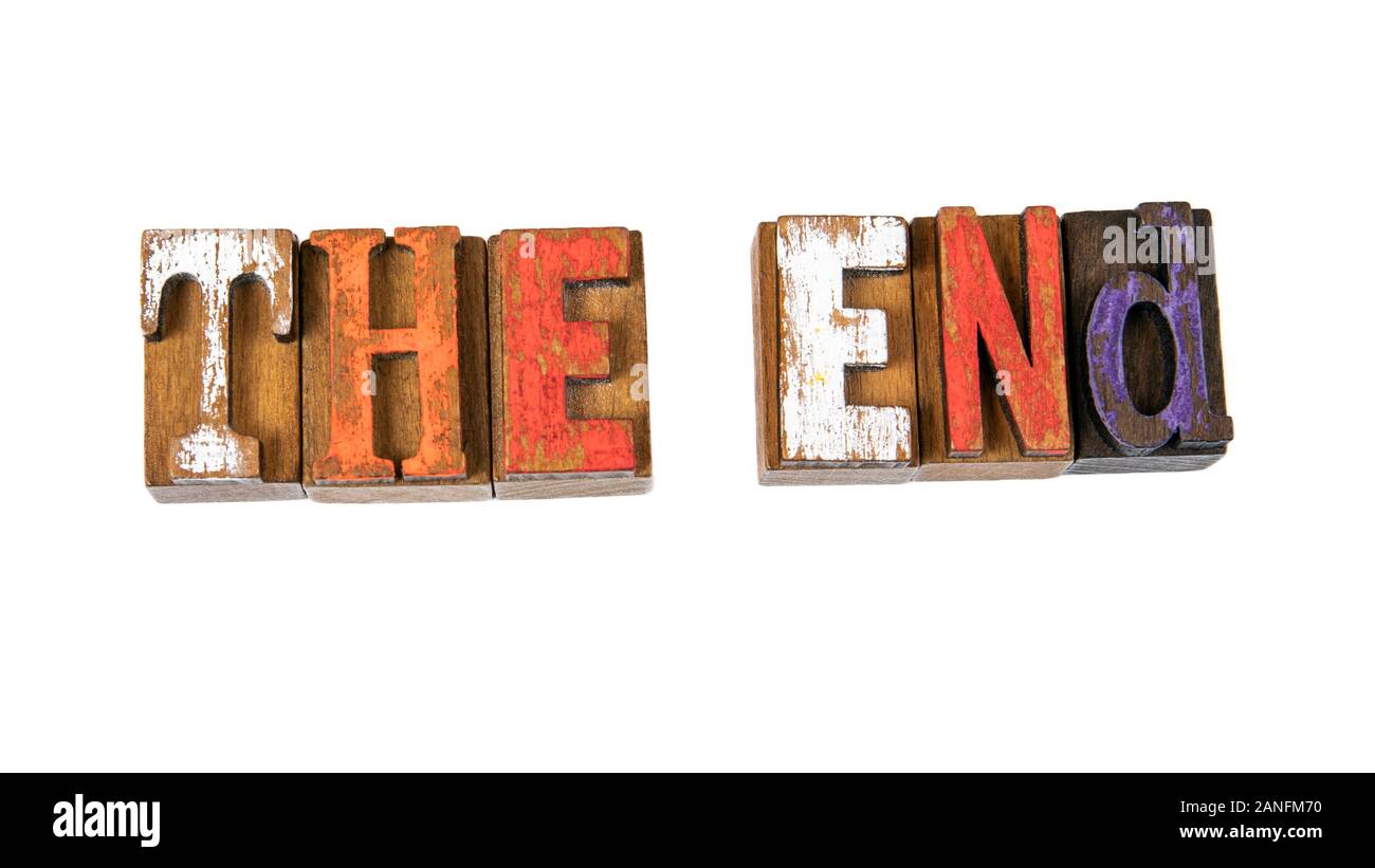 The End. Holidays, school, work and vacation. Abstract background ...