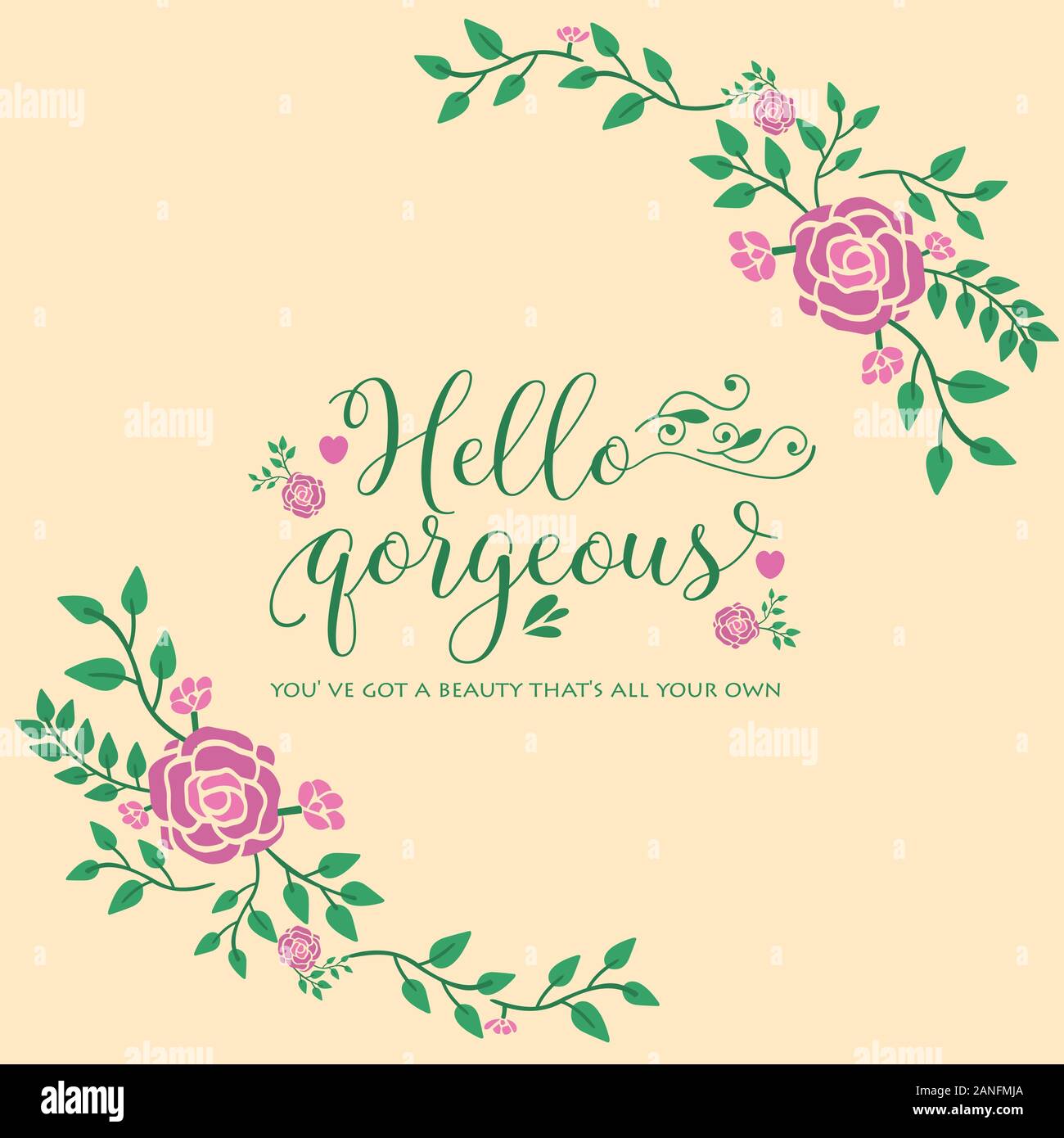 Wallpaper design for hello gorgeous card, with elegant pink floral ...