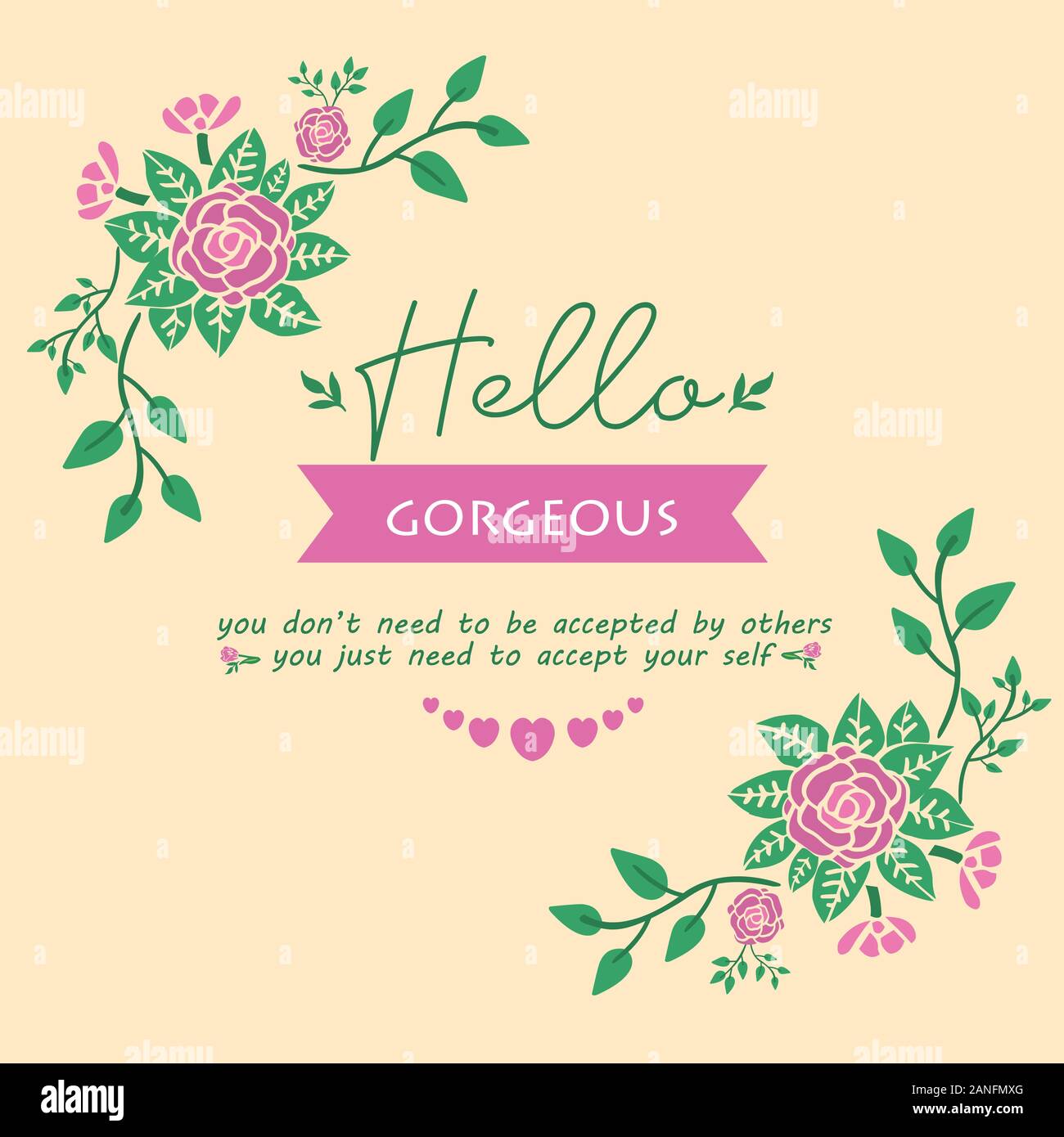 Unique pattern of leaf and floral frame with unique style, for hello gorgeous card design ...