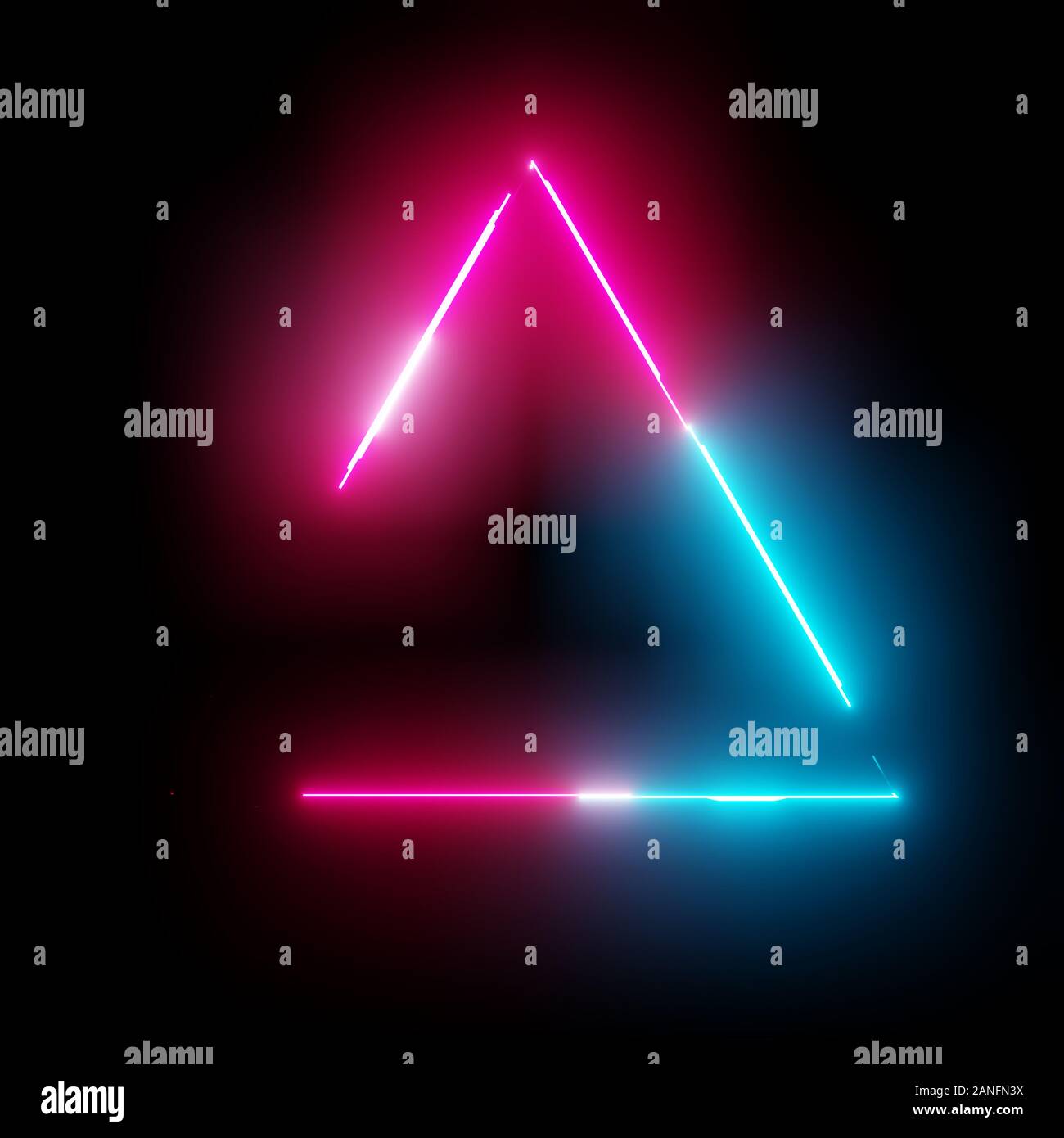 Neon light triangle frame on dark background. 3D illustration Stock ...