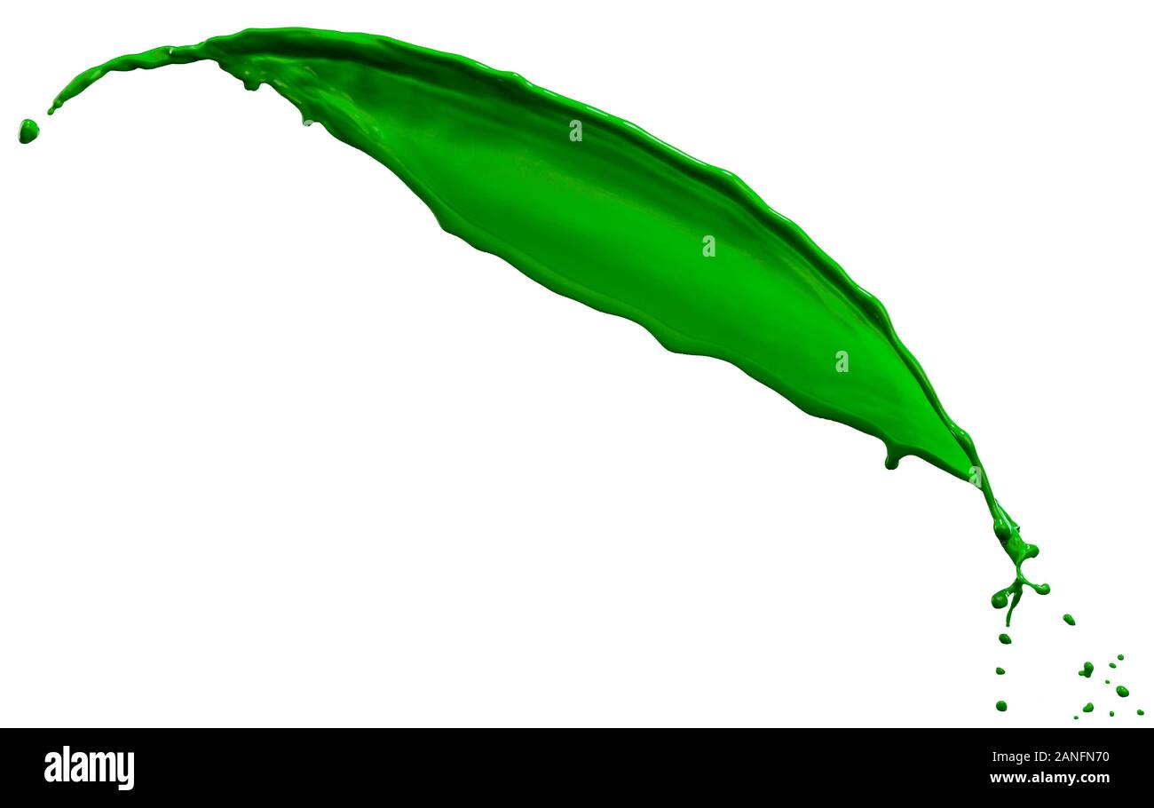 beautiful splashes of green paint isolated on white background Stock ...