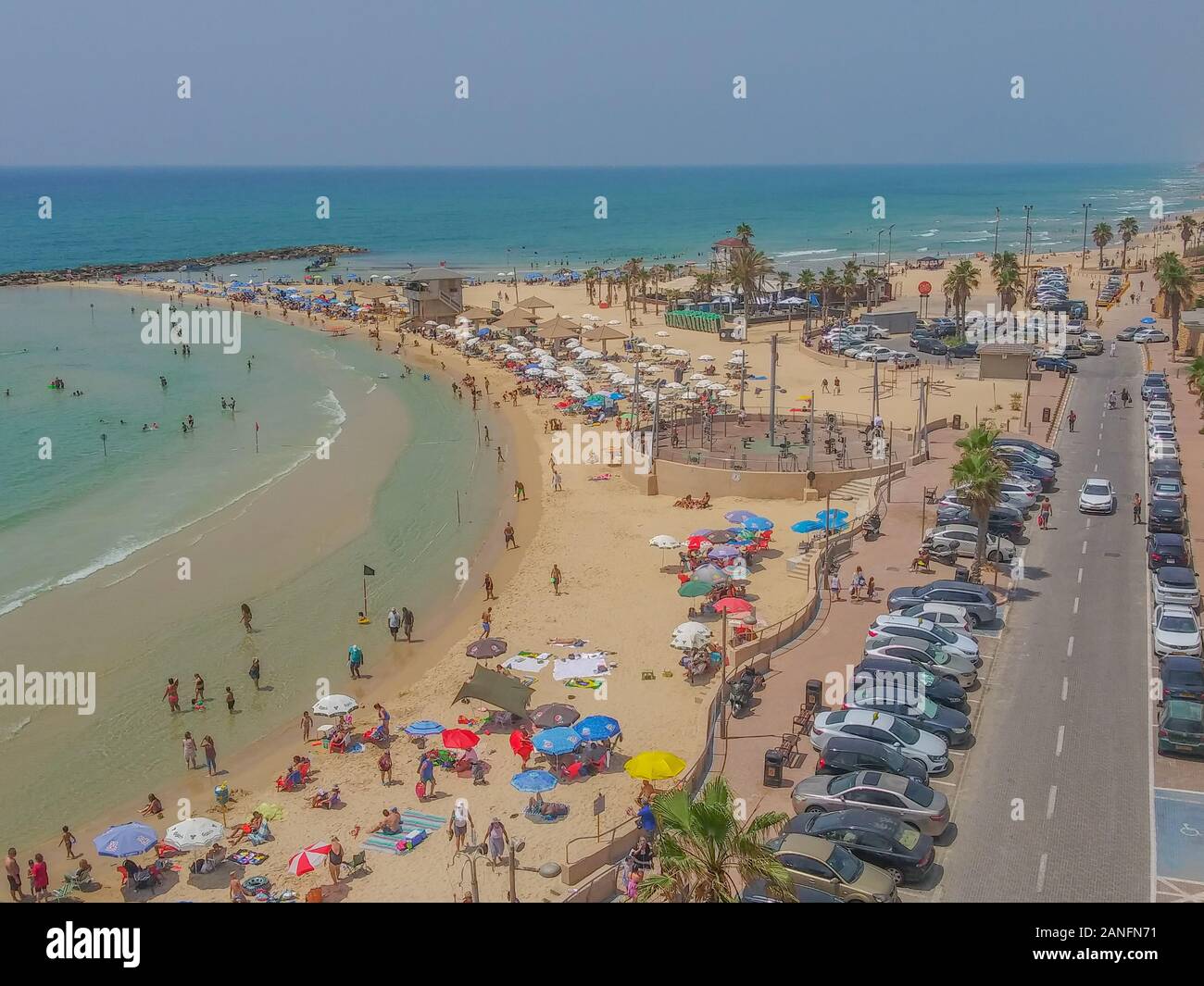 Netanya Beach on the Mediterranean Sea in Netanya, Israel Stock Photo ...
