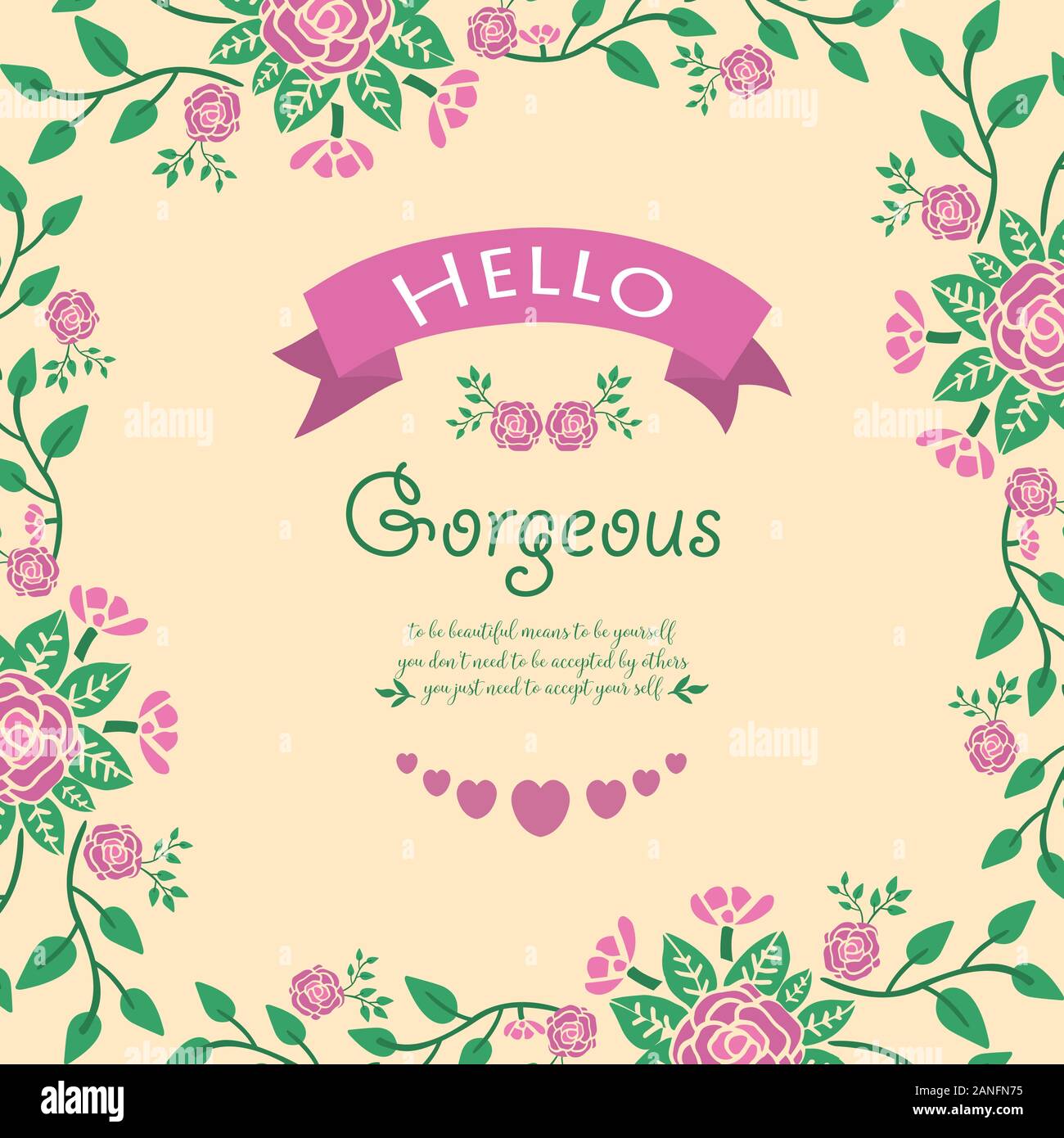 Unique pattern of leaf and floral frame with unique style, for hello ...