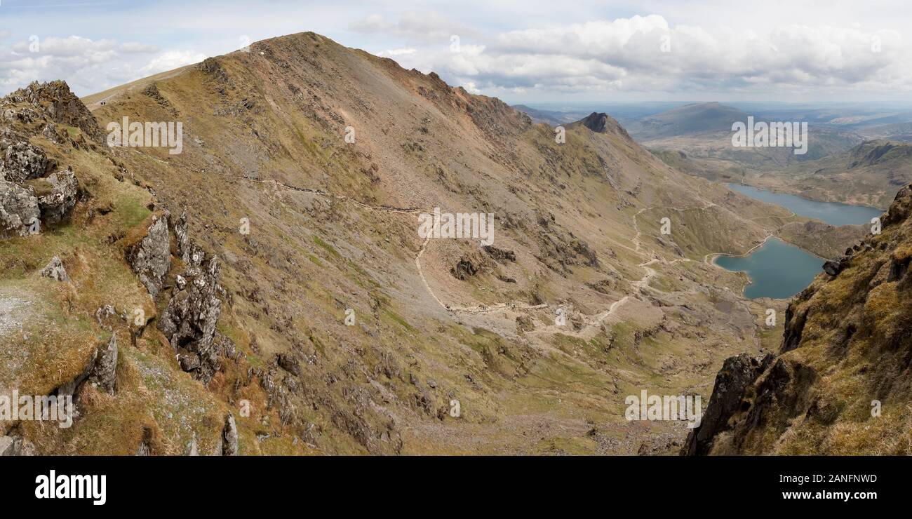 Snowdonia National Park Scenic view from the top of Snowdon Stock Photo ...