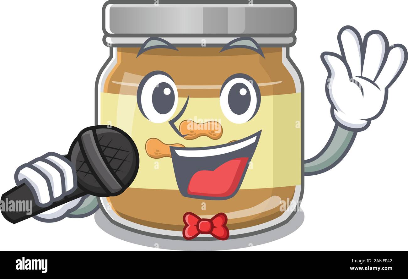Happy peanut butter singing on a microphone Stock Vector Image & Art ...