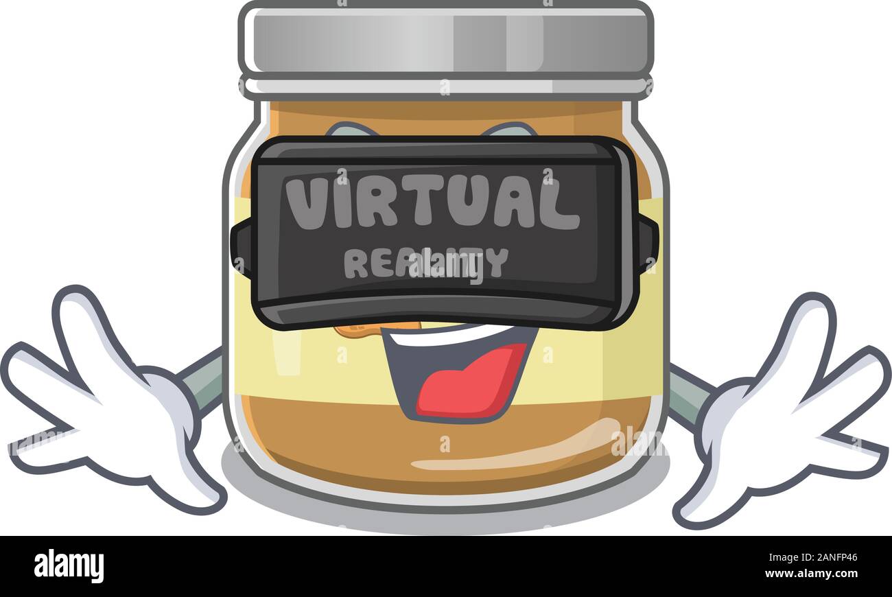 Trendy peanut butter character wearing Virtual reality headset Stock ...