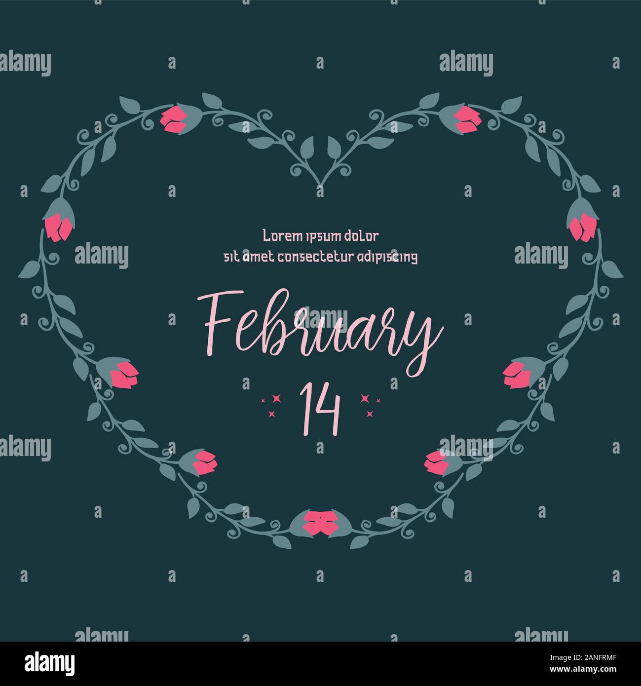 Ornate of leaf and floral frame, for 14 February elegant invitation ...