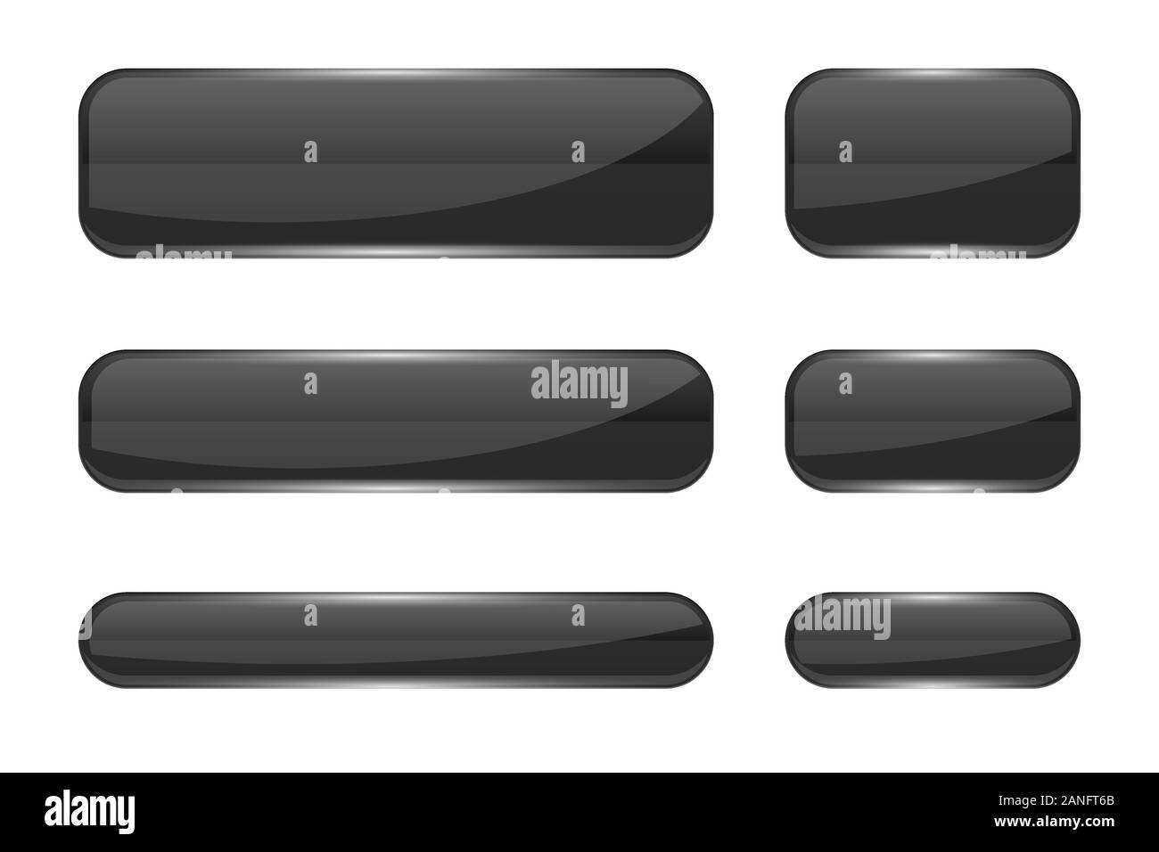 Glass buttons. Black shiny 3d icons Stock Vector Image & Art - Alamy