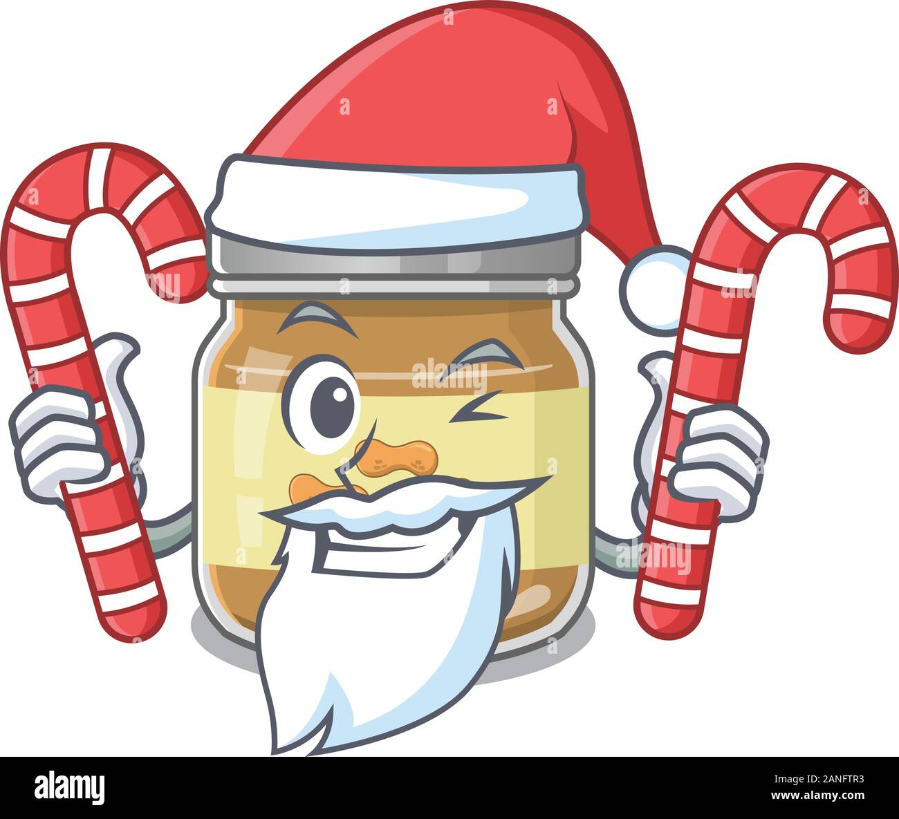 Peanut butter Cartoon character in Santa costume with candy Stock ...