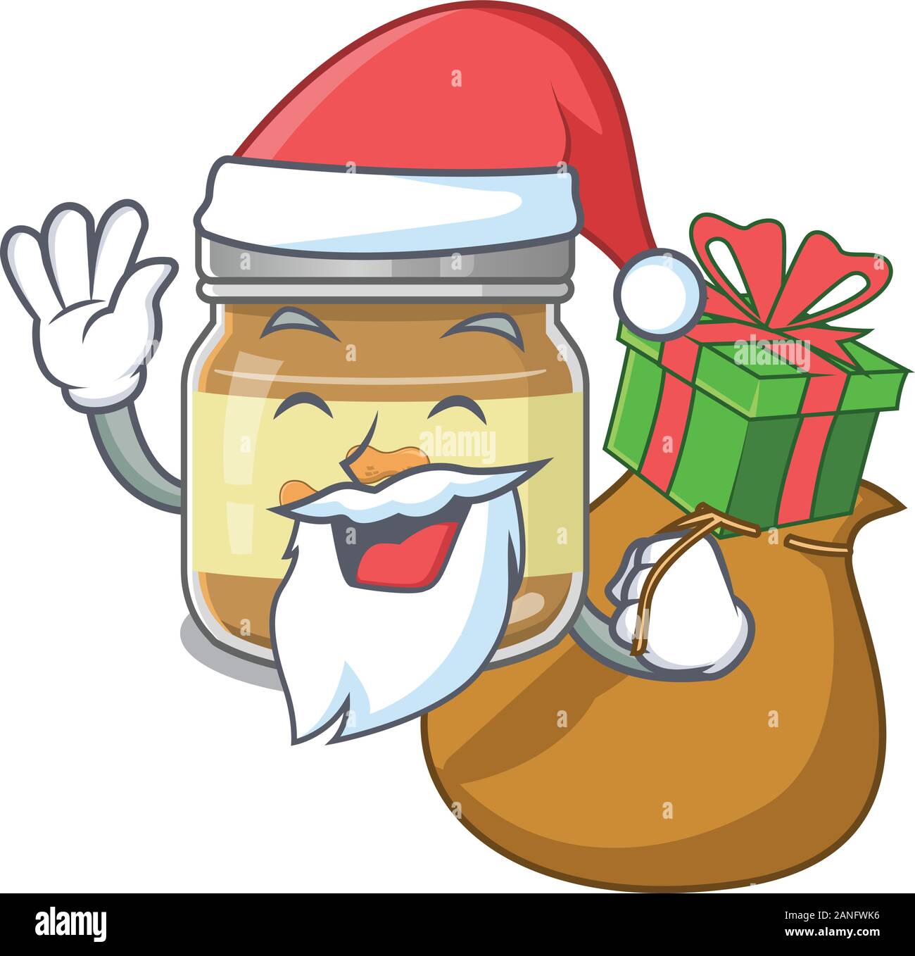Santa peanut butter Cartoon character design having box of gift Stock ...