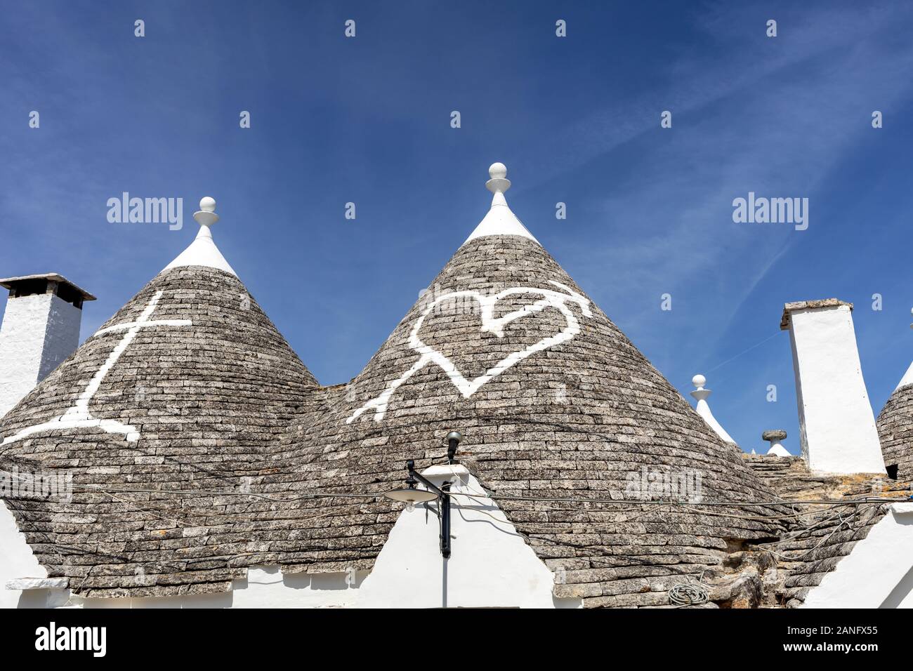 Stone roof of Trulli House in Alberobello, Italy. The style of ...