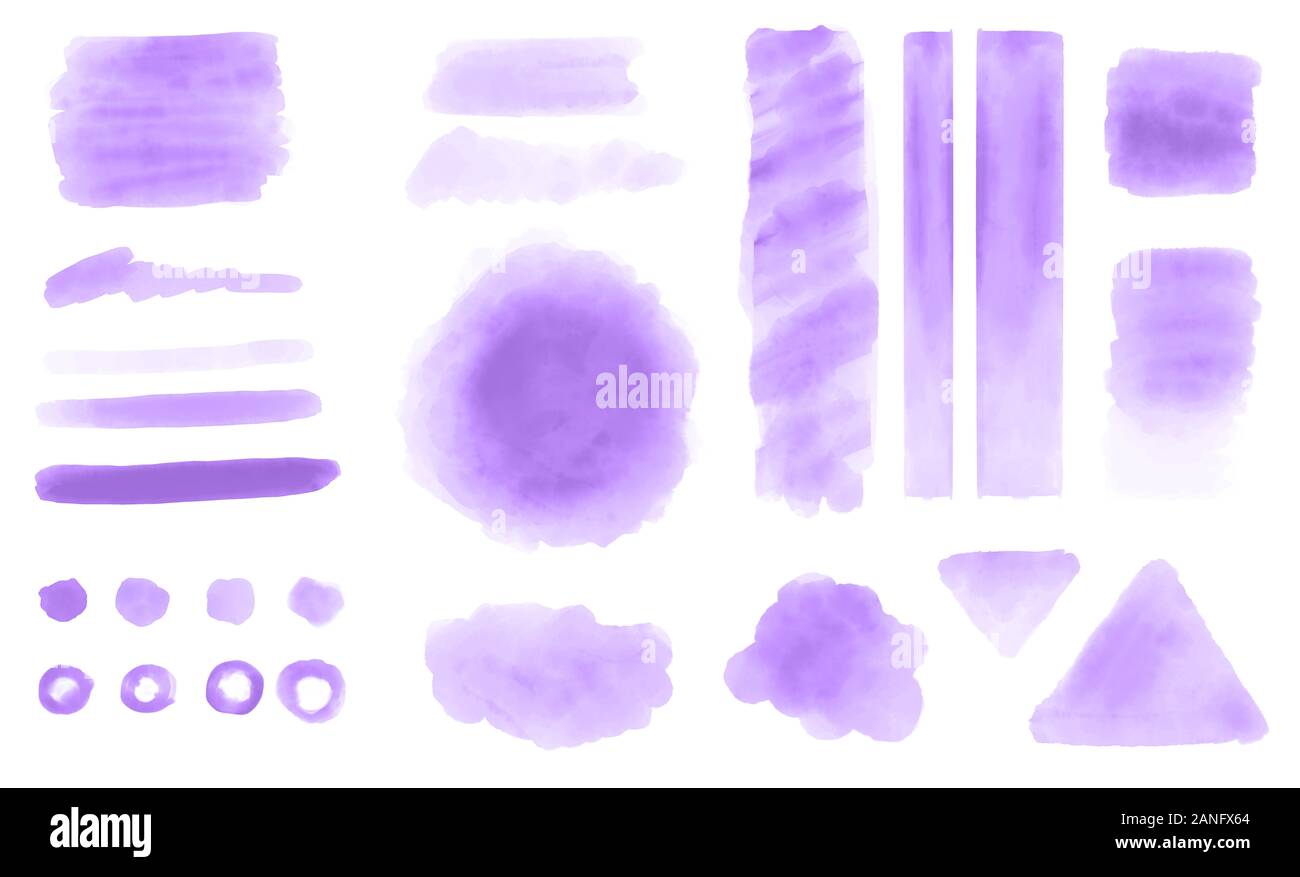 Lavender watercolor blot, daub, splat, shapes, brush strokes for ...