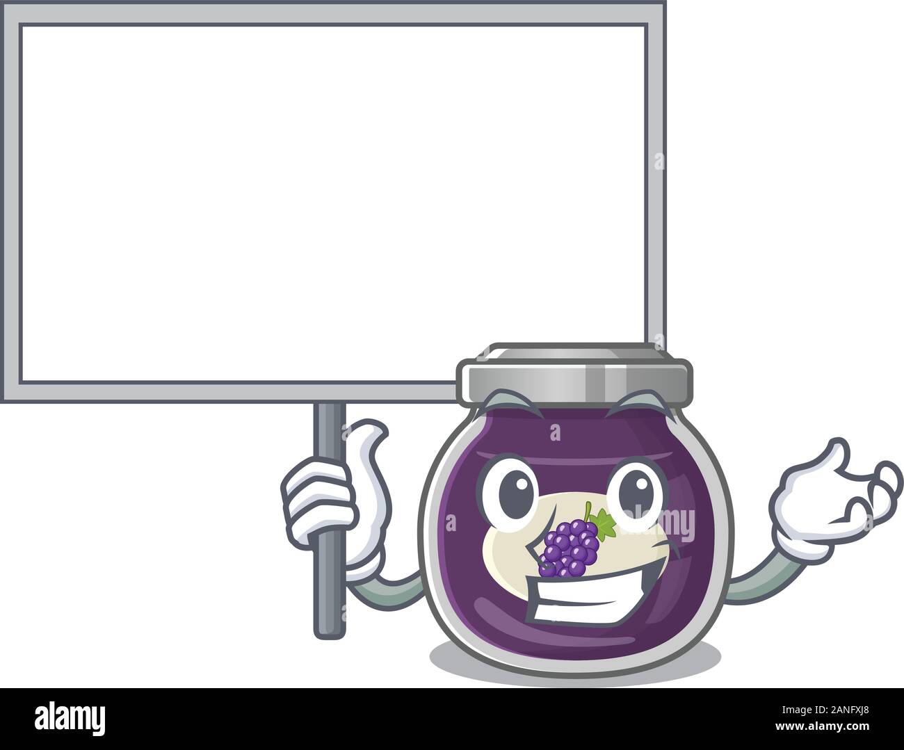 A cute picture of grape jam cute cartoon character bring a board Stock ...