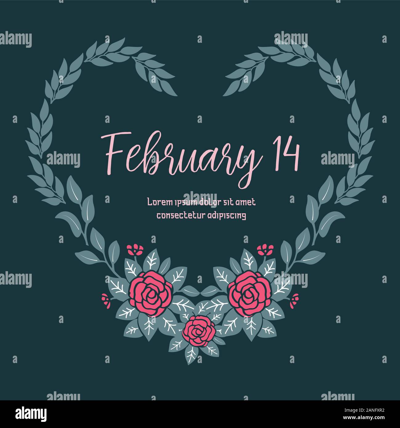 The beauty of rose pink wreath frame and unique leaf pattern, for 14 ...