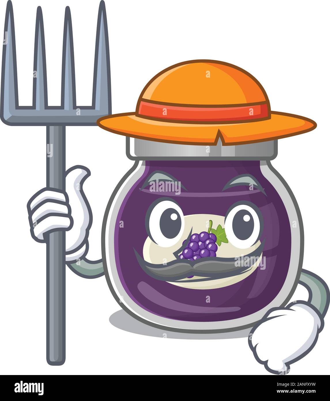 Cheerfully Farmer grape jam cartoon picture with hat and tools Stock ...