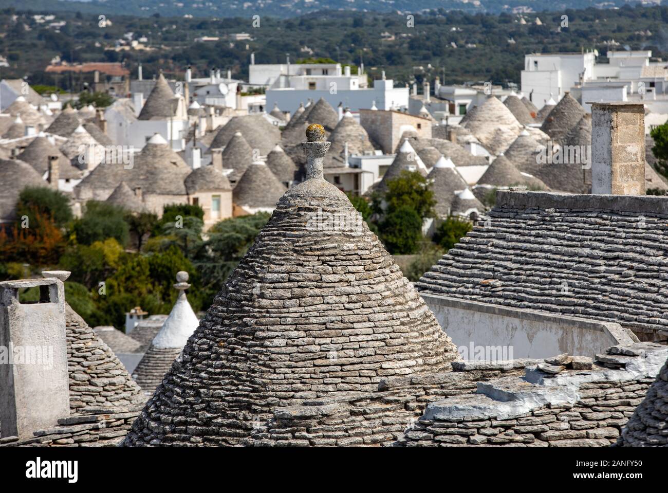 Stone roofs of Trulli Houses in Alberobello; Italy Stock Photo - Alamy