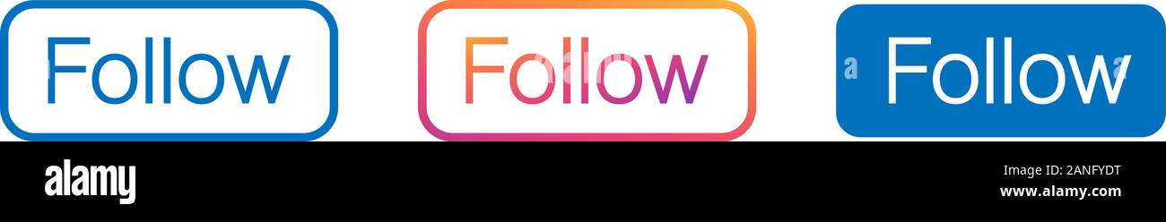 Follow button, color gradient isolated counter notification. Social ... Follow button, color gradient isolated counter notification. Social ...