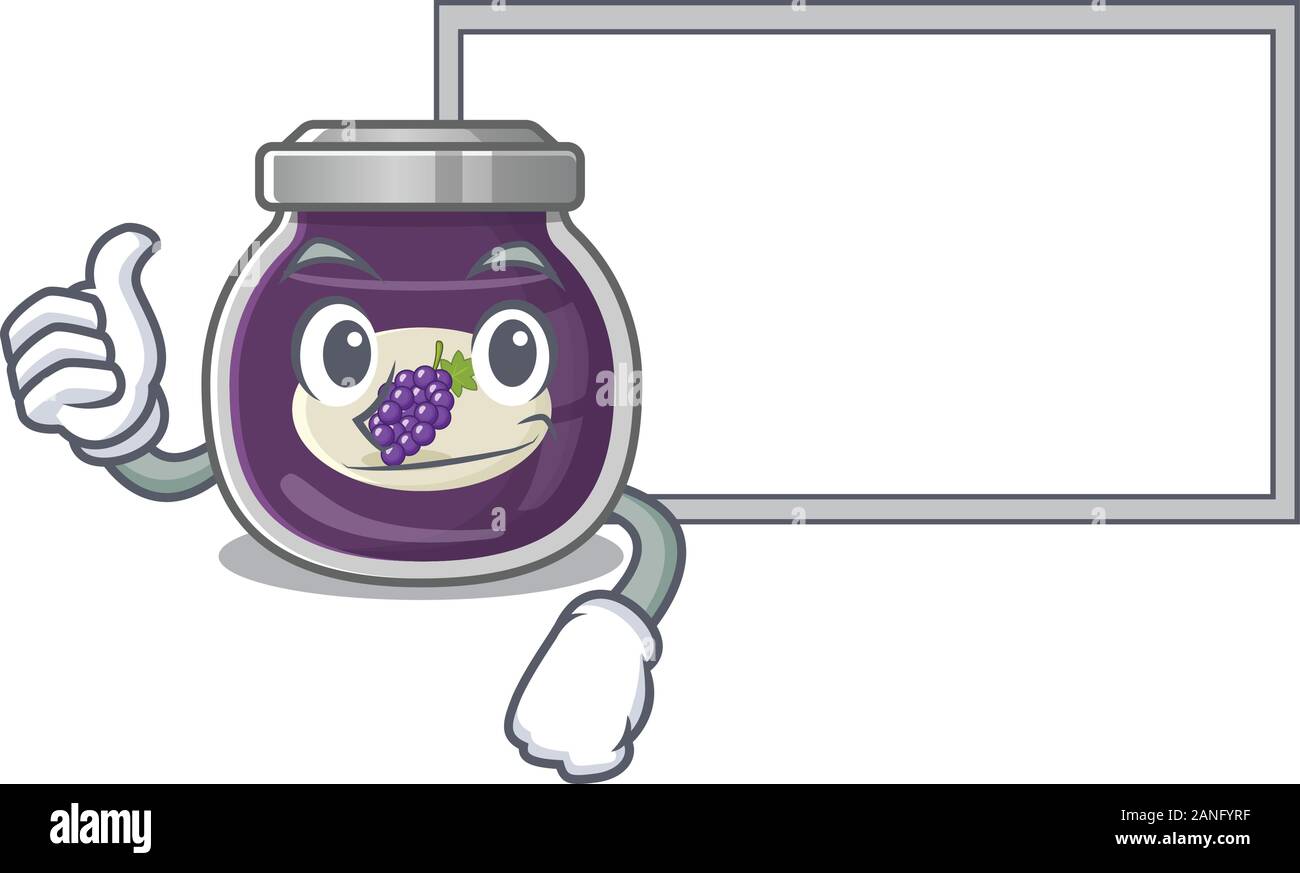Thumbs up of grape jam cartoon design with board Stock Vector Image ...