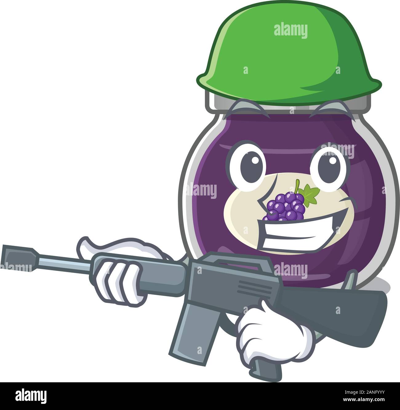 A cartoon design of grape jam Army with machine gun Stock Vector Image ...