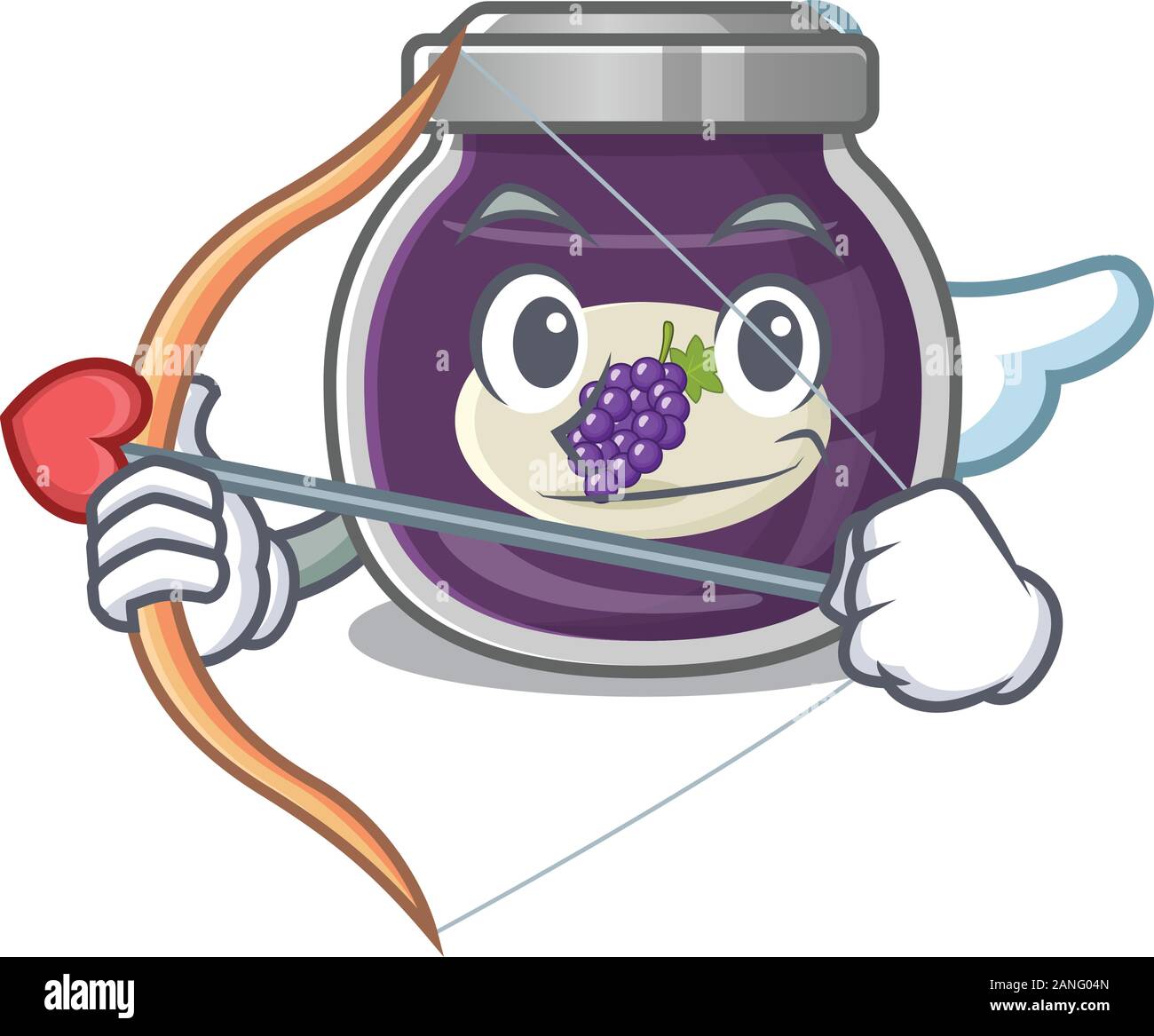 Romantic grape jam Cupid cartoon character with arrow and wings Stock ...