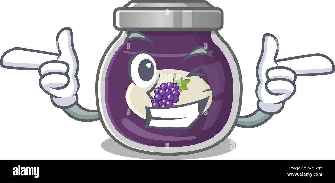 mascot cartoon design of grape jam with Wink eye Stock Vector Image ...