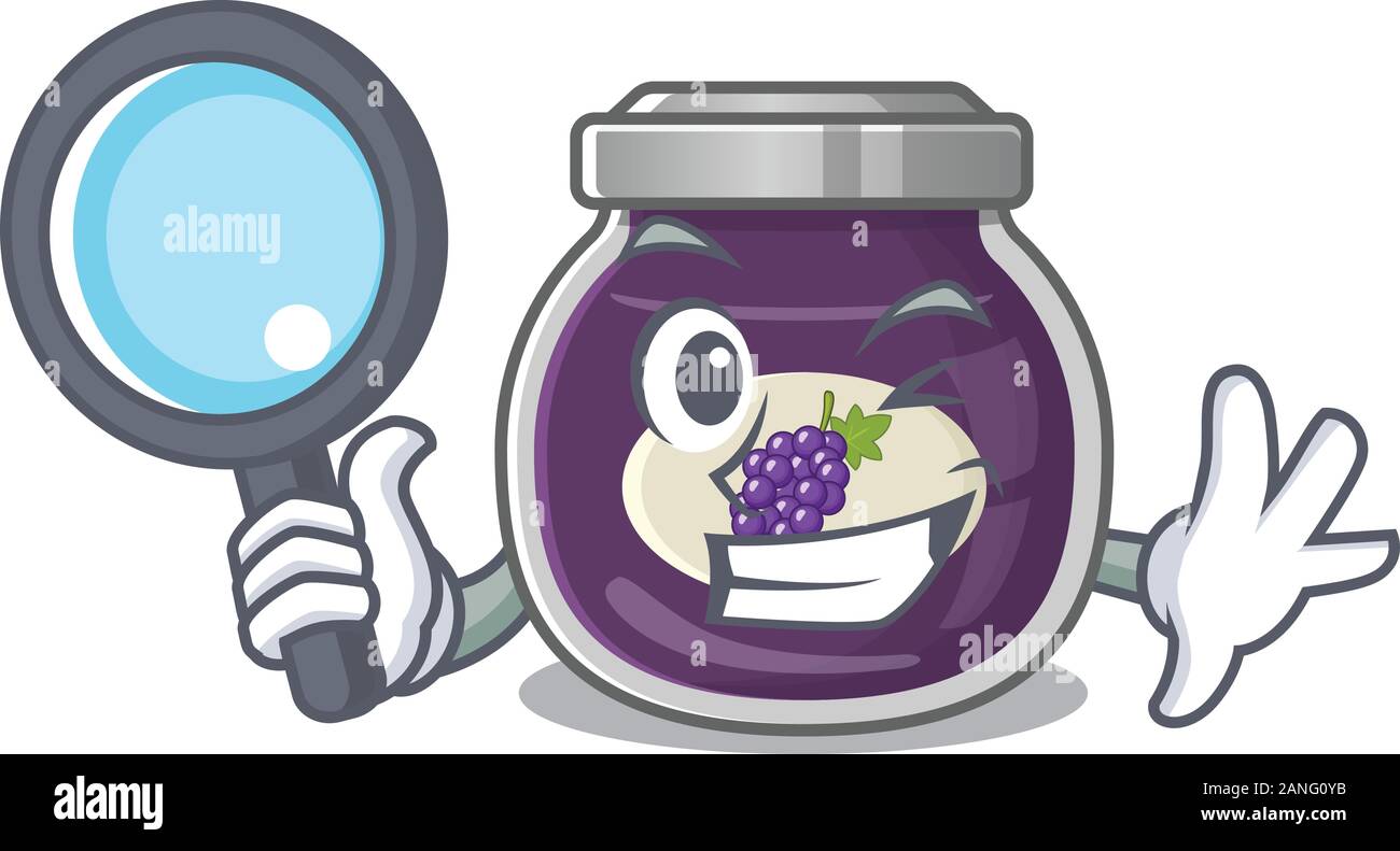 Cool and Smart grape jam Detective cartoon mascot style Stock Vector ...