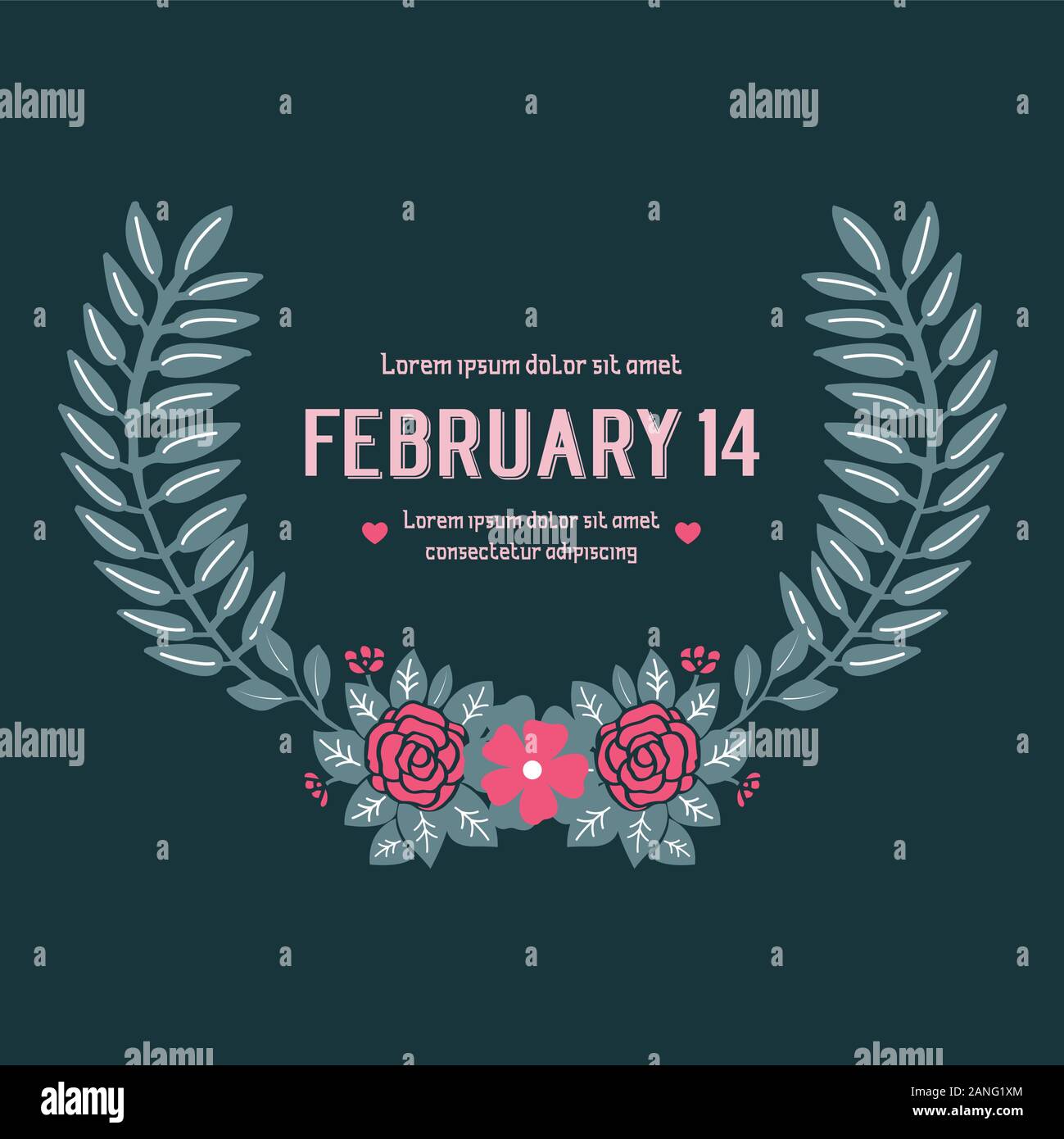 Crowd of beautiful leaf and rose flower frame, for 14 February ...