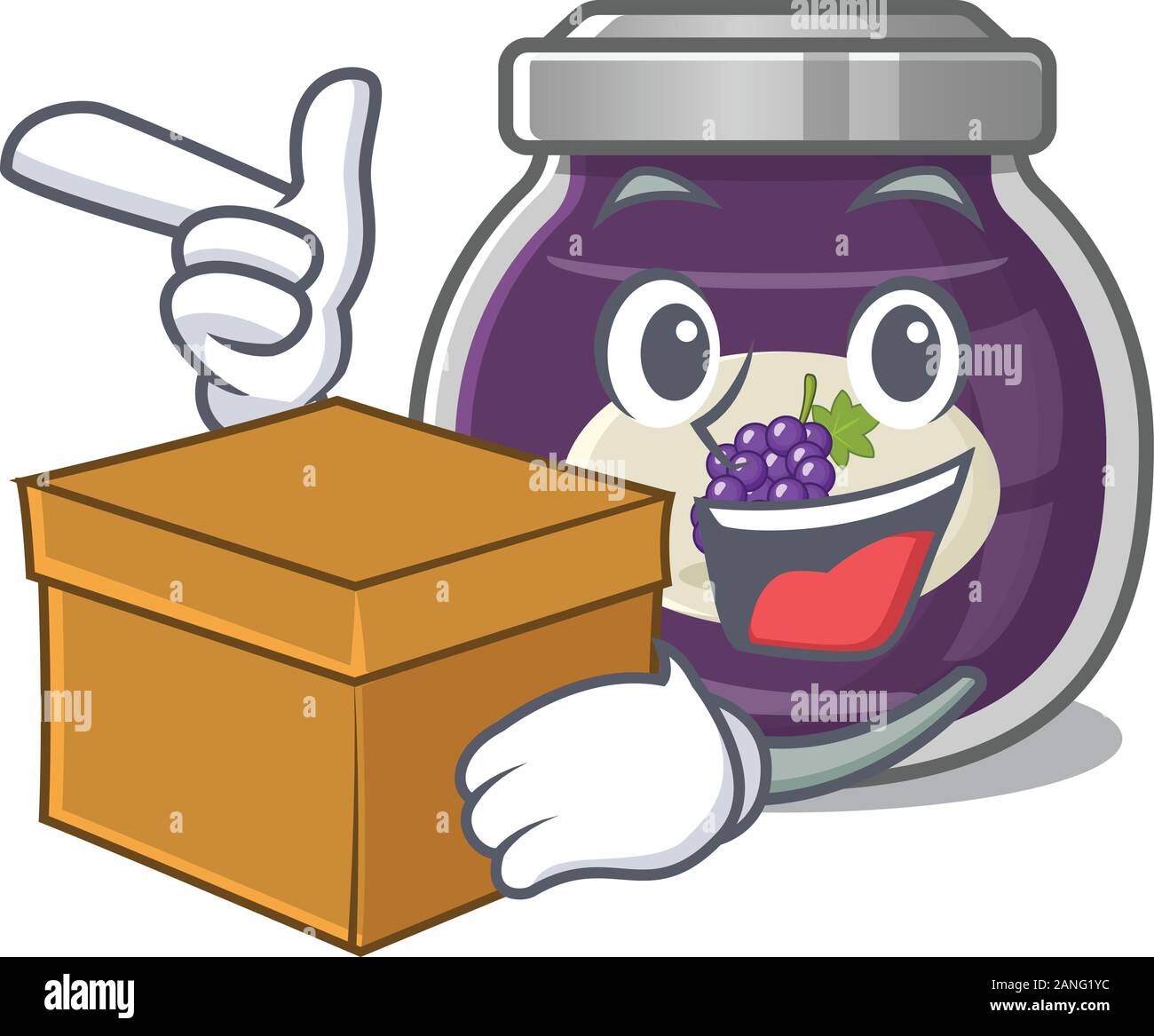 Cute grape jam cartoon character having a box Stock Vector Image & Art ...