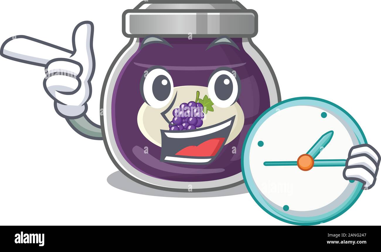 cartoon character style grape jam having clock Stock Vector Image & Art ...