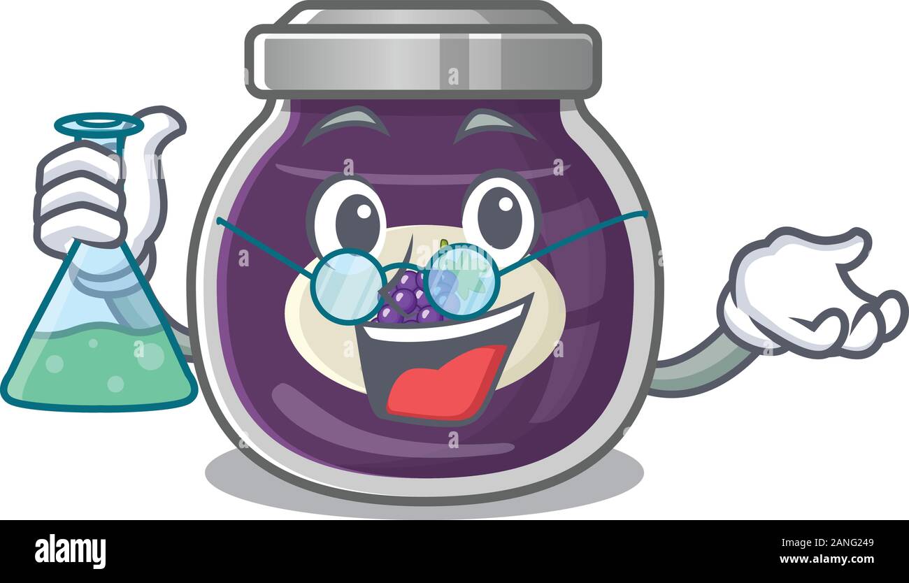Smart Professor grape jam cartoon character with glass tube Stock ...