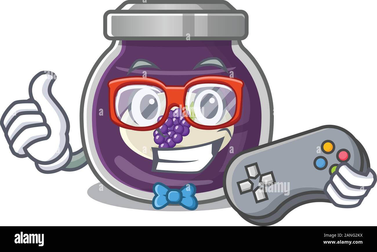 Smiley gamer grape jam cartoon mascot style Stock Vector Image & Art ...