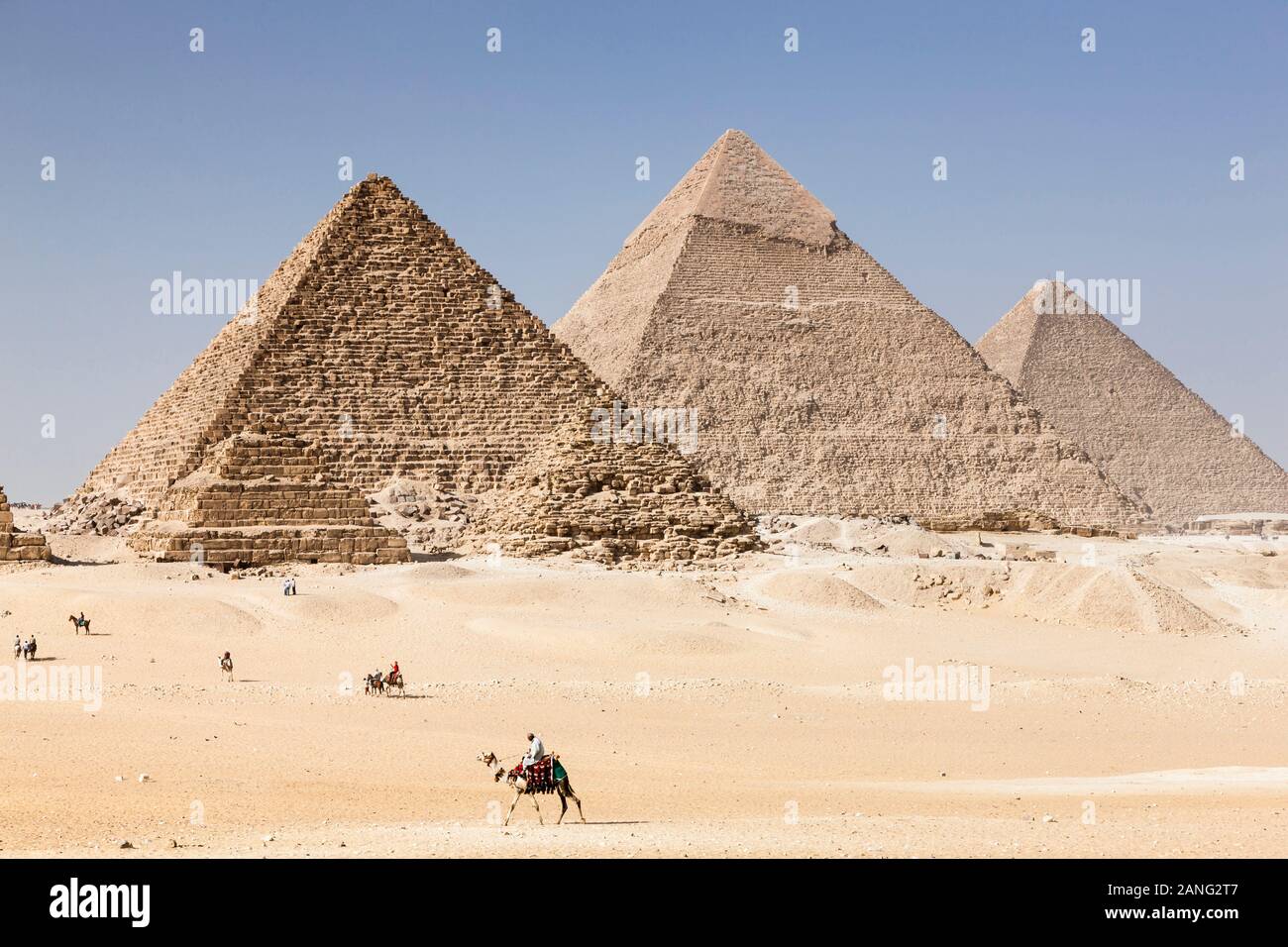 Great pyramids of Giza, the three Great pyramids, view from desert ...