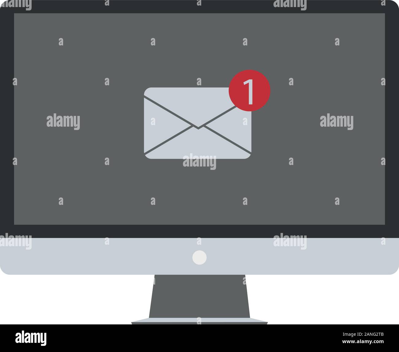 New email on computer vector illustration, flat cartoon design of ...