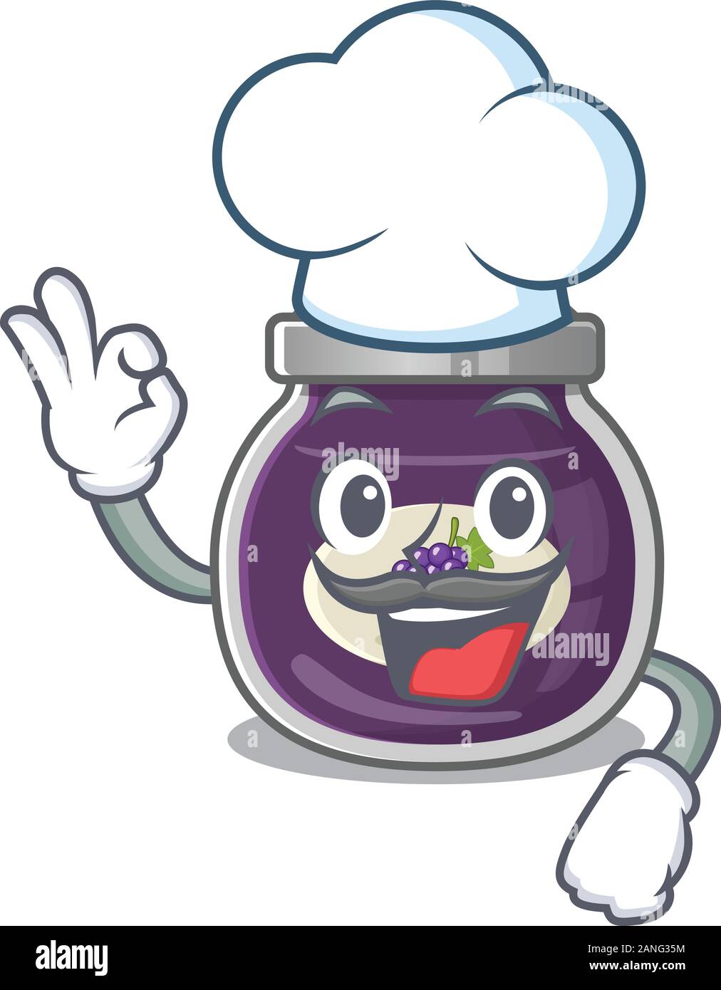 Grape jam cartoon character wearing costume of chef and white hat Stock ...