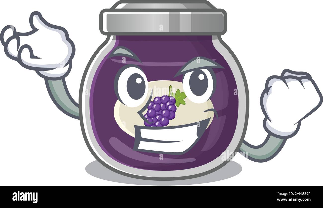 Happy confident Successful grape jam cartoon character style Stock ...
