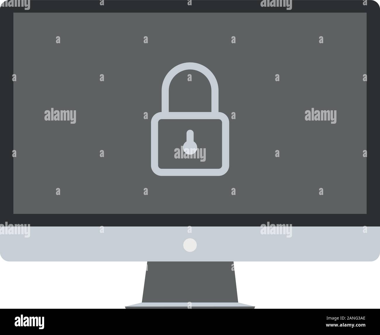 Desktop computer and lock on screen. Computer security, password ...
