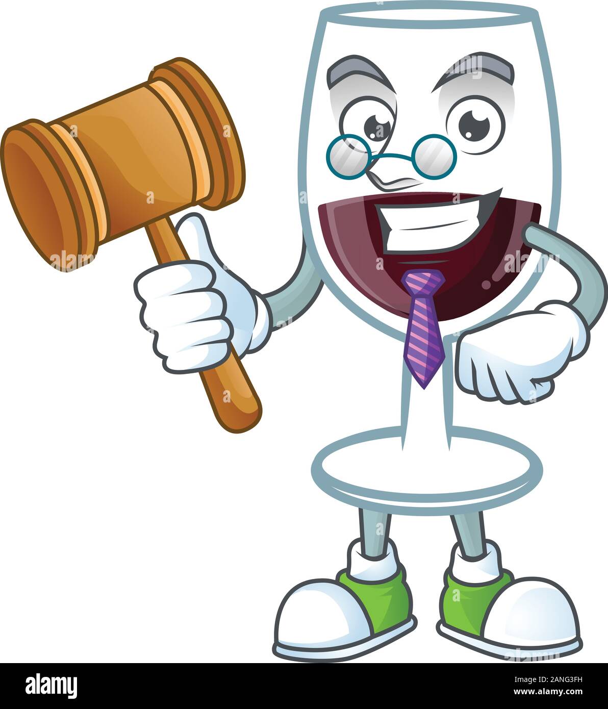 Smart Judge red glass of wine in mascot cartoon character style Stock ...