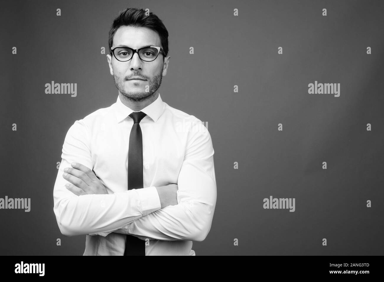 Attractive confident hispanic business Black and White Stock Photos ...