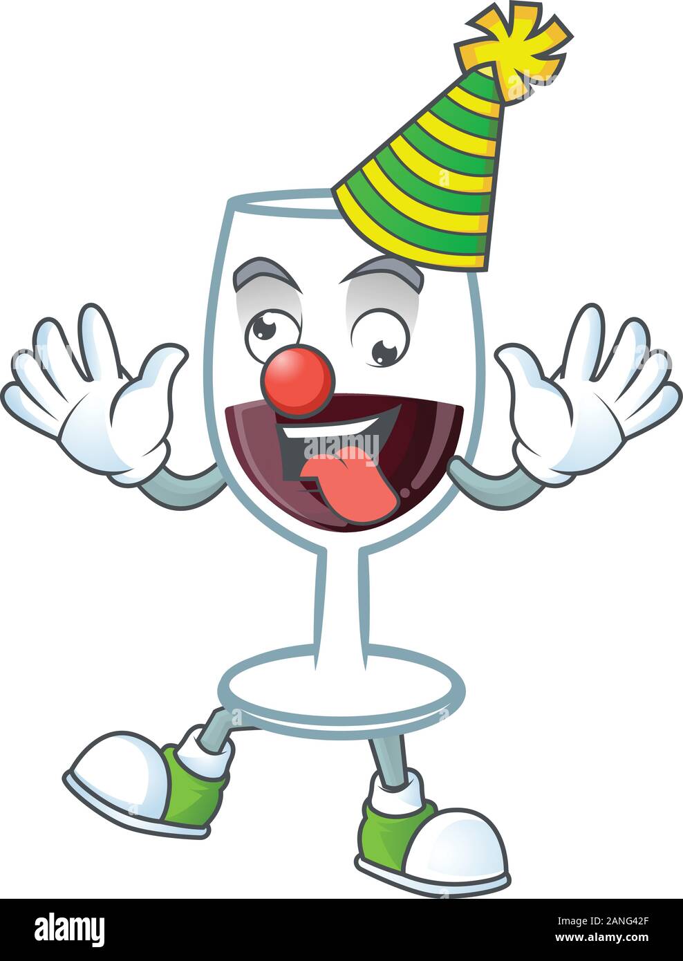 Funny Clown red glass of wine cartoon character mascot design Stock ...